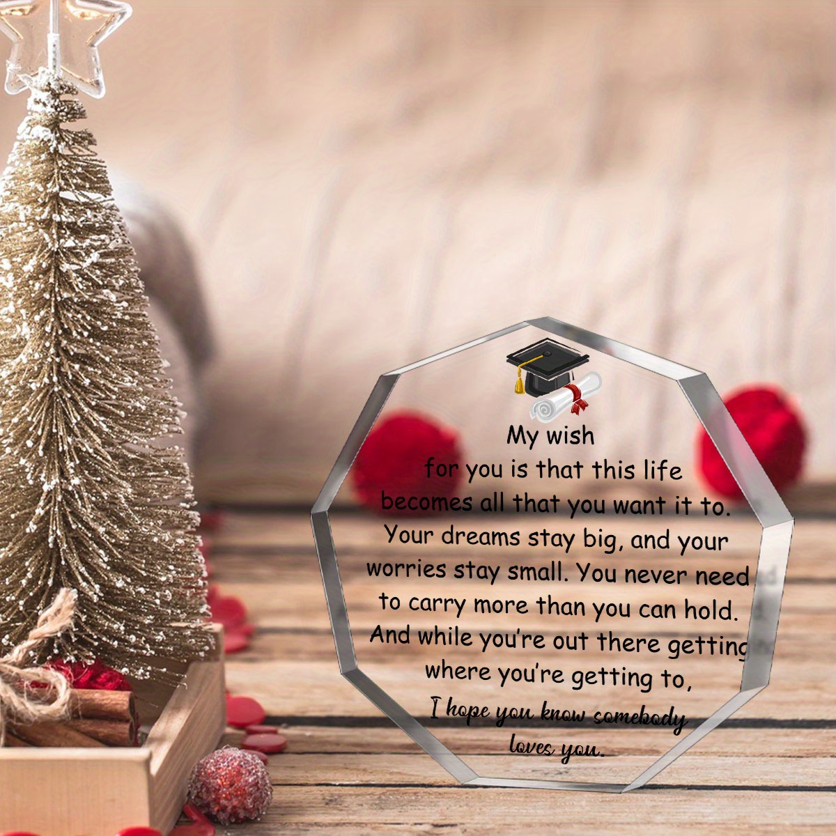 Clear Acrylic Graduation Ornament: My For You - Life Becomes Your Dream ...