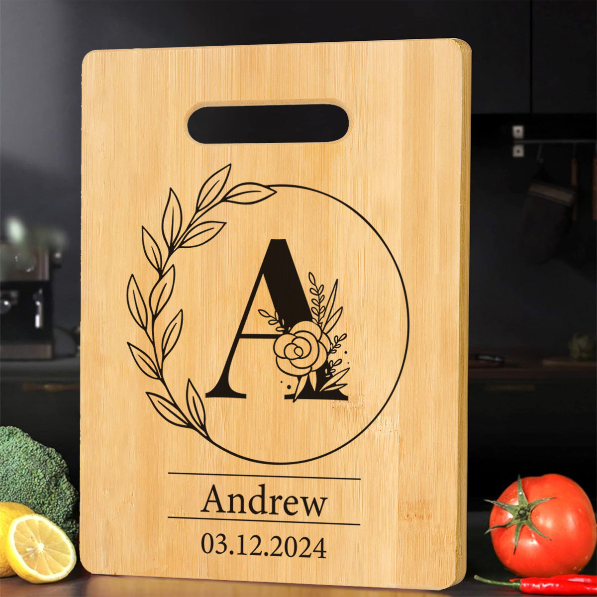 custom engraved bamboo cutting board alphabet - Temu