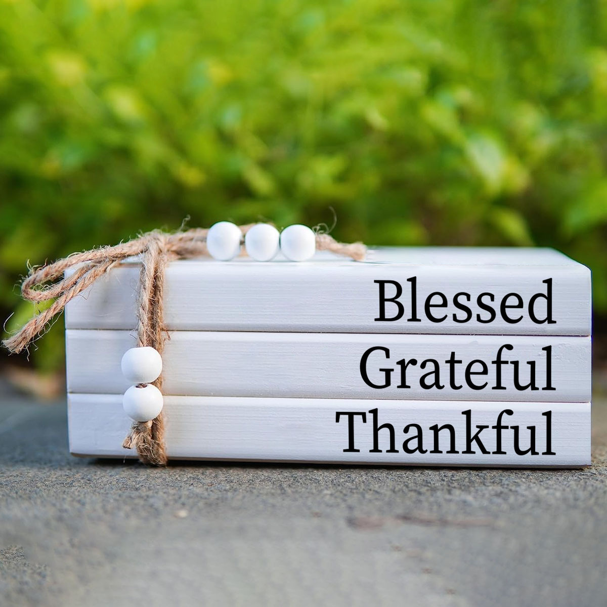 rustic farmhouse book stack: wooden decorative white books - {region_name}