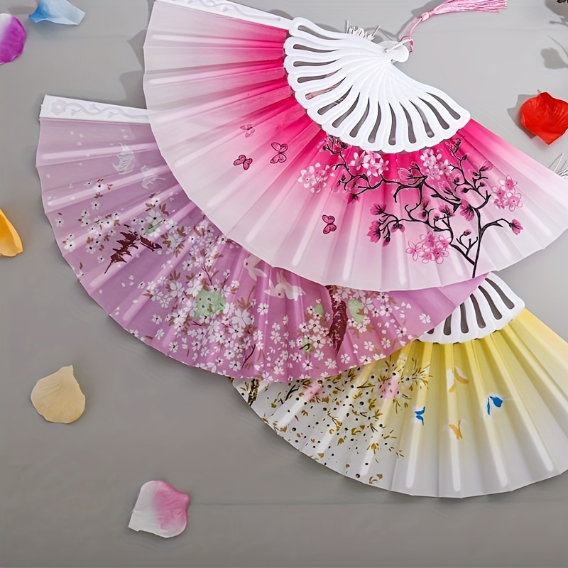 Elegant Folding Hand Fans Floral Patterns Plastic Frame - Temu Saudi