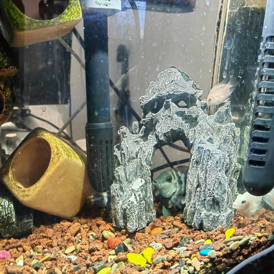 물고기와 새우 바위 동굴 장식 물고기 탱크 Aquascape 물고기와 새우 사육 은신처에 대한 1pc 수지 두개골 산