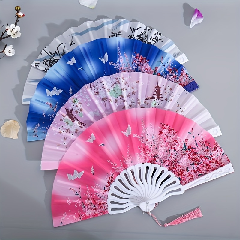 Elegant Folding Hand Fans Floral Patterns Plastic Frame - Temu Australia