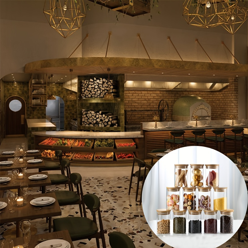 Glass Jar Set Airtight Wooden Lids Perfect Flour Sugar - Temu