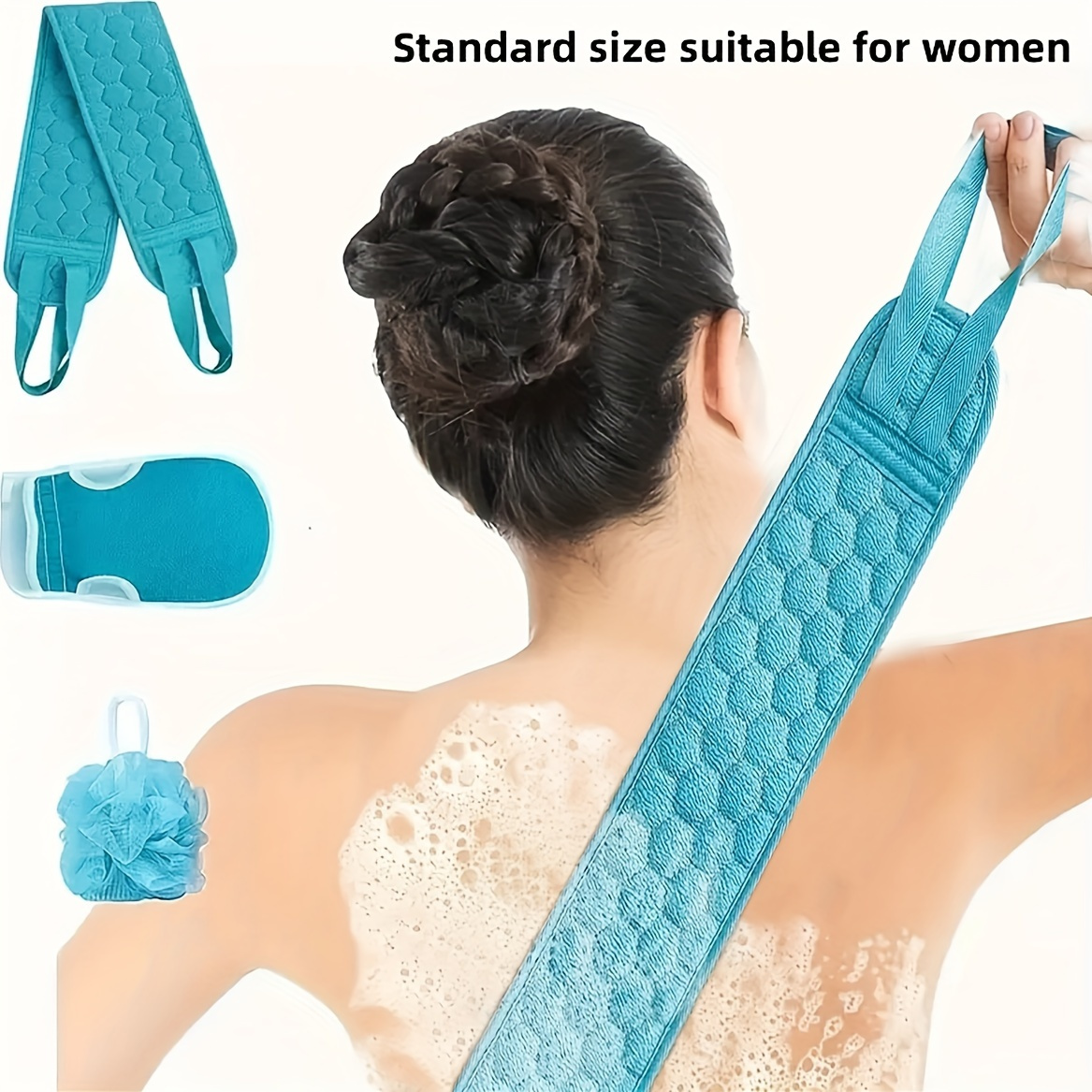 Bath Exfoliating Set Body Scrubber Shower Glove Pouf Spa - Temu Australia