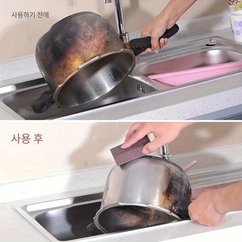 주방 청소용 에머리 스펀지 4개 팩 비전기 얼룩 및 녹 제거 냄비 바닥 접시 거실 및 욕실 표면에 이상적 Temu
