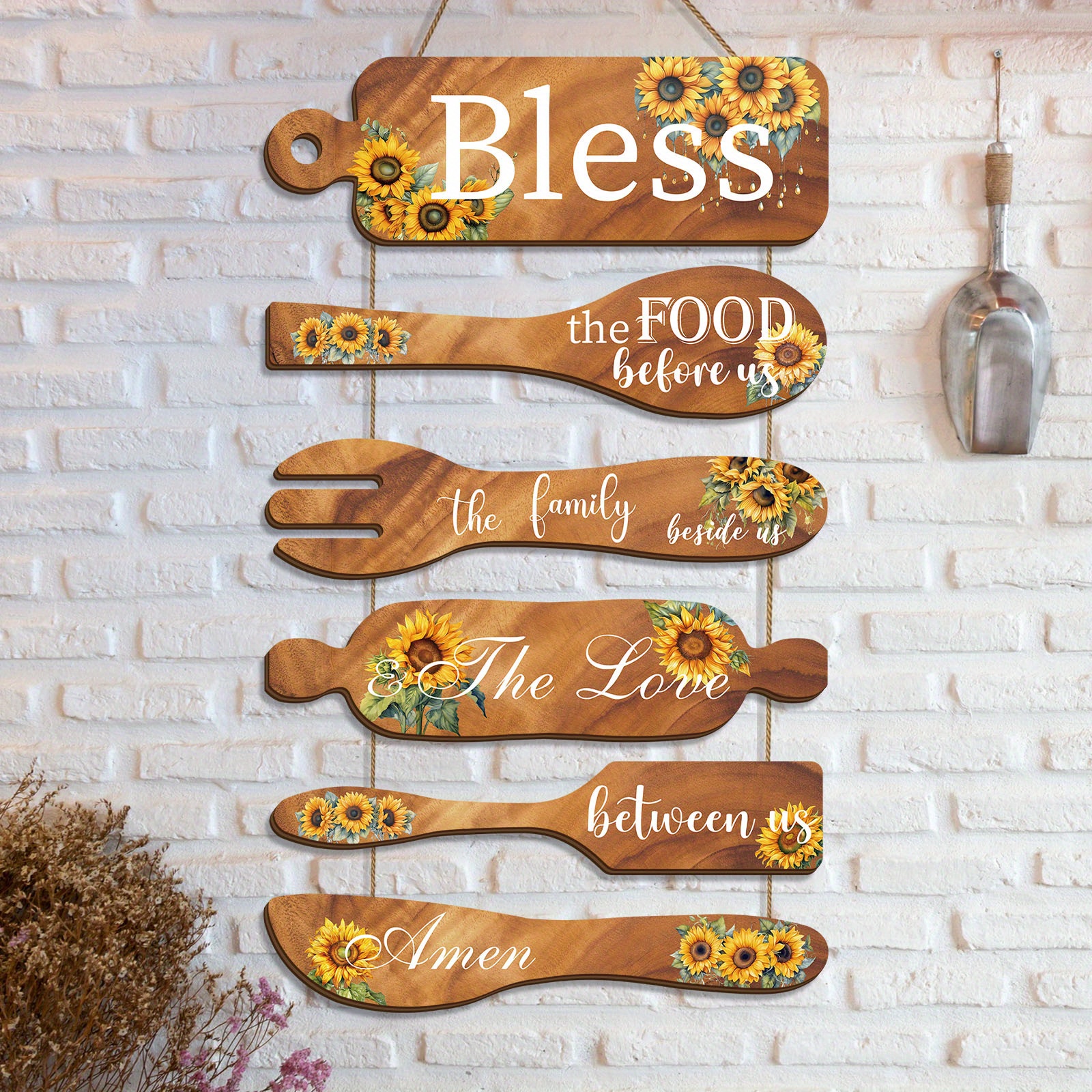 Sunflower Farmhouse Kitchen Wall Decor Signs Bless Food Us - Temu Australia