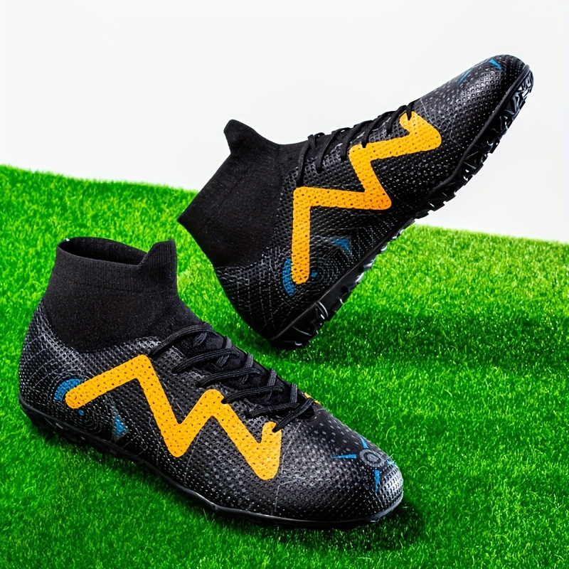 Block Striped High Top Tf Soccer Shoes Outdoor - Temu