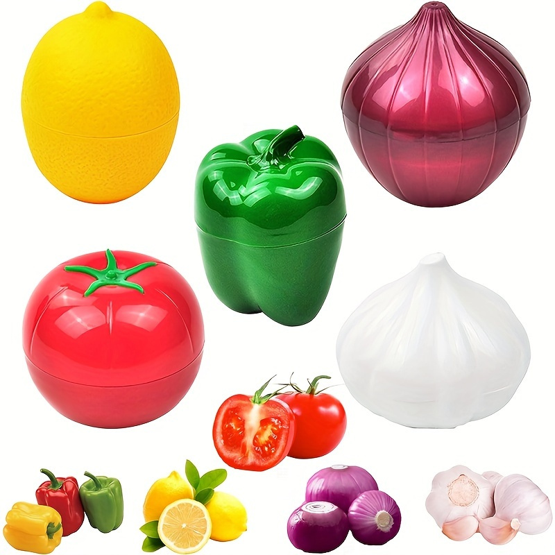 持続可能なシリコン製食品保存容器 野菜 果物 レモン 玉ねぎ トマト ピーマン＆ニンニク用の再利用可能な鮮度保持器 キッ Temu Japan