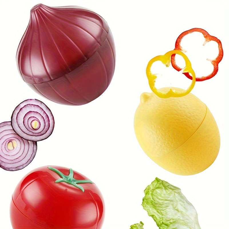 持続可能なシリコン製食品保存容器 野菜 果物 レモン 玉ねぎ トマト ピーマン＆ニンニク用の再利用可能な鮮度保持器 キッ Temu Japan