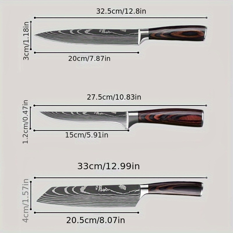 Kitchen Knife Set Knife Set Pakkawood Handle - Temu