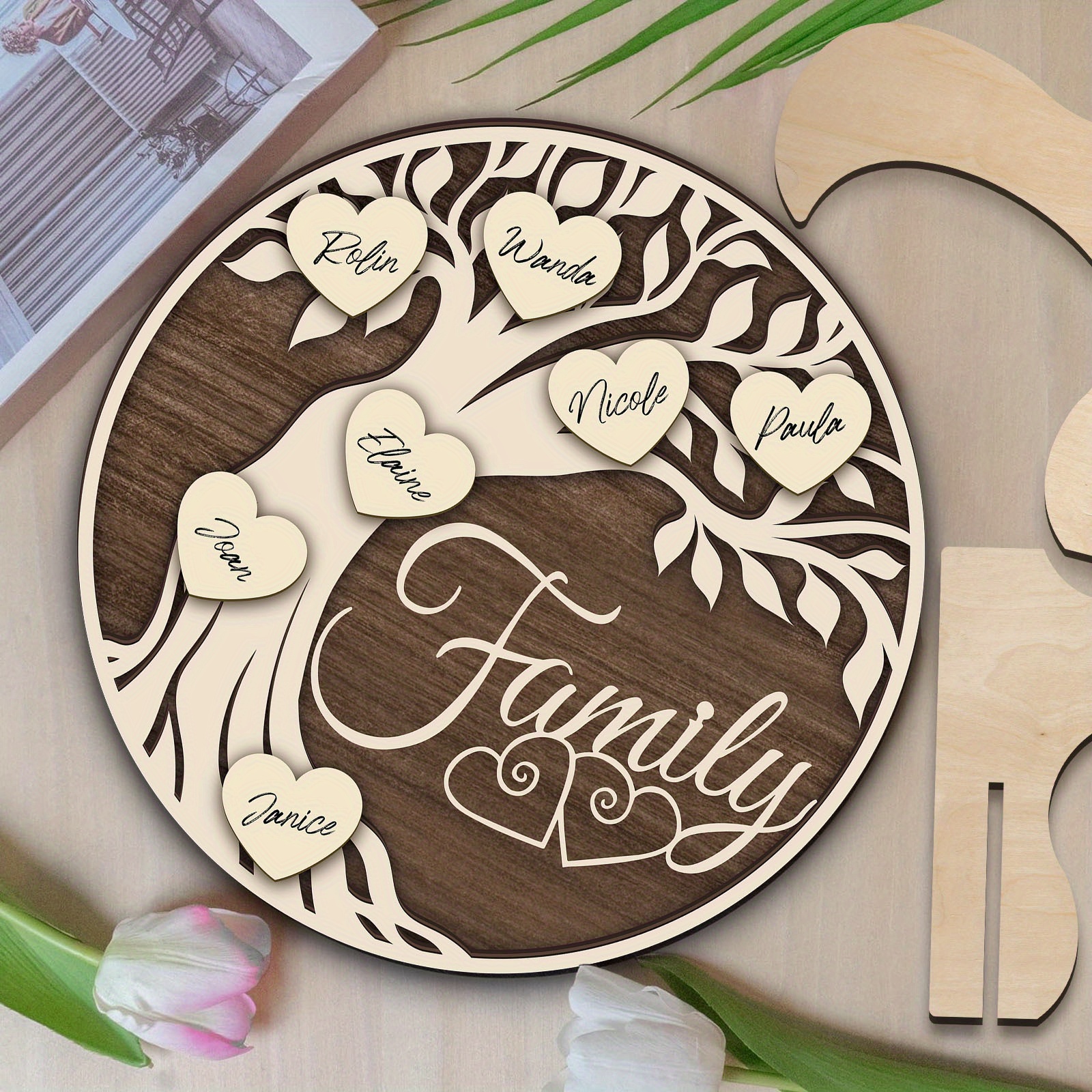 Ukras za porodično stablo u 3D obliku sa personalizovanim - Temu