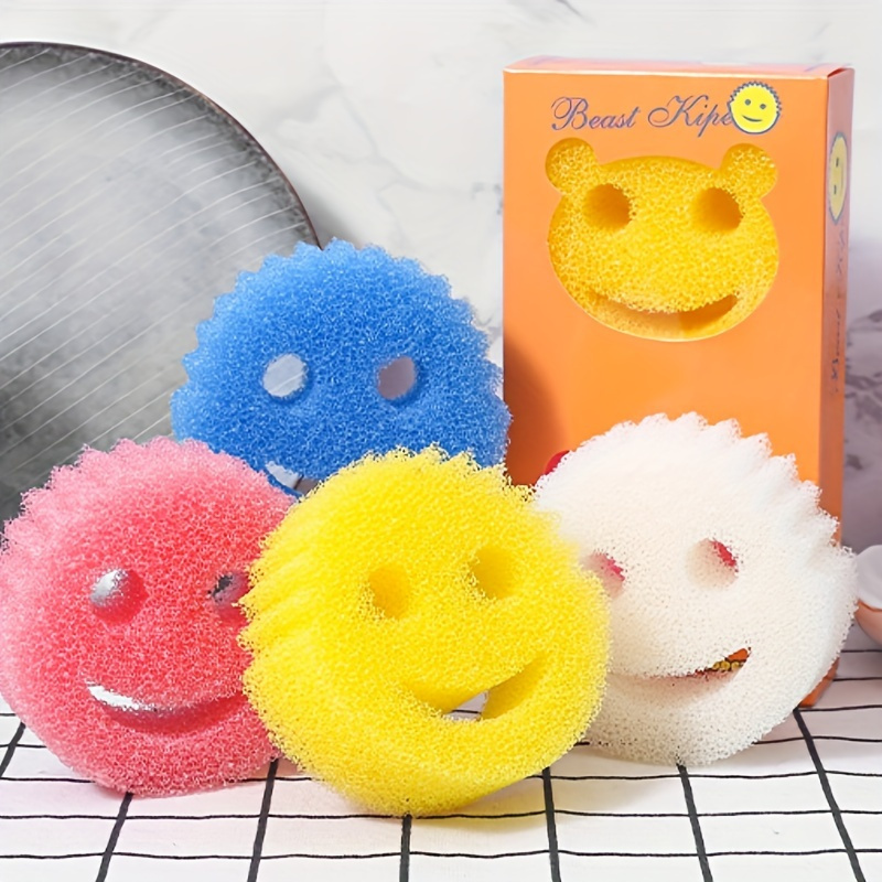 Smile Face Cleaning Sponges – Non scratch Plastic Scouring - Temu Canada