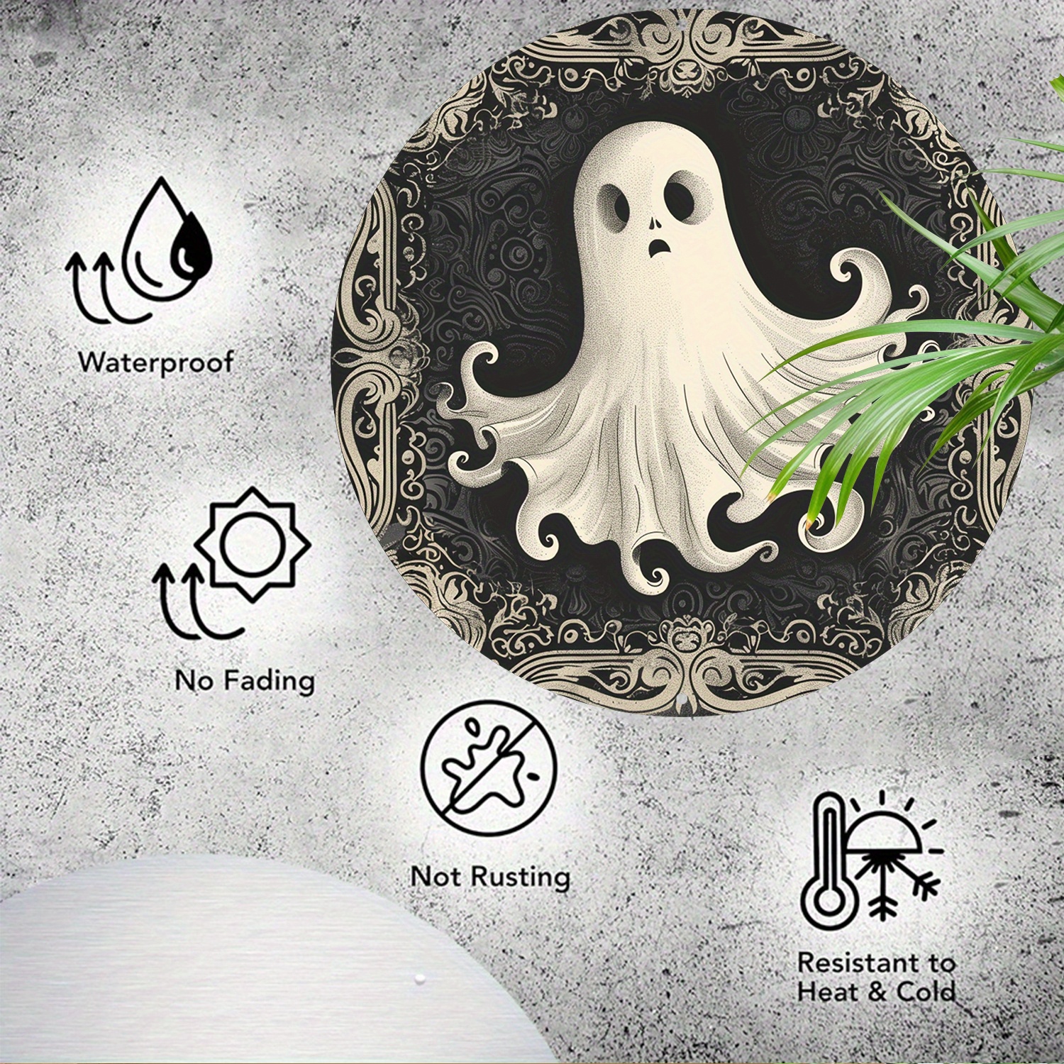 Aluminum Metal Ghost Art Decor Sign Frameless Round Cute - Temu United ...