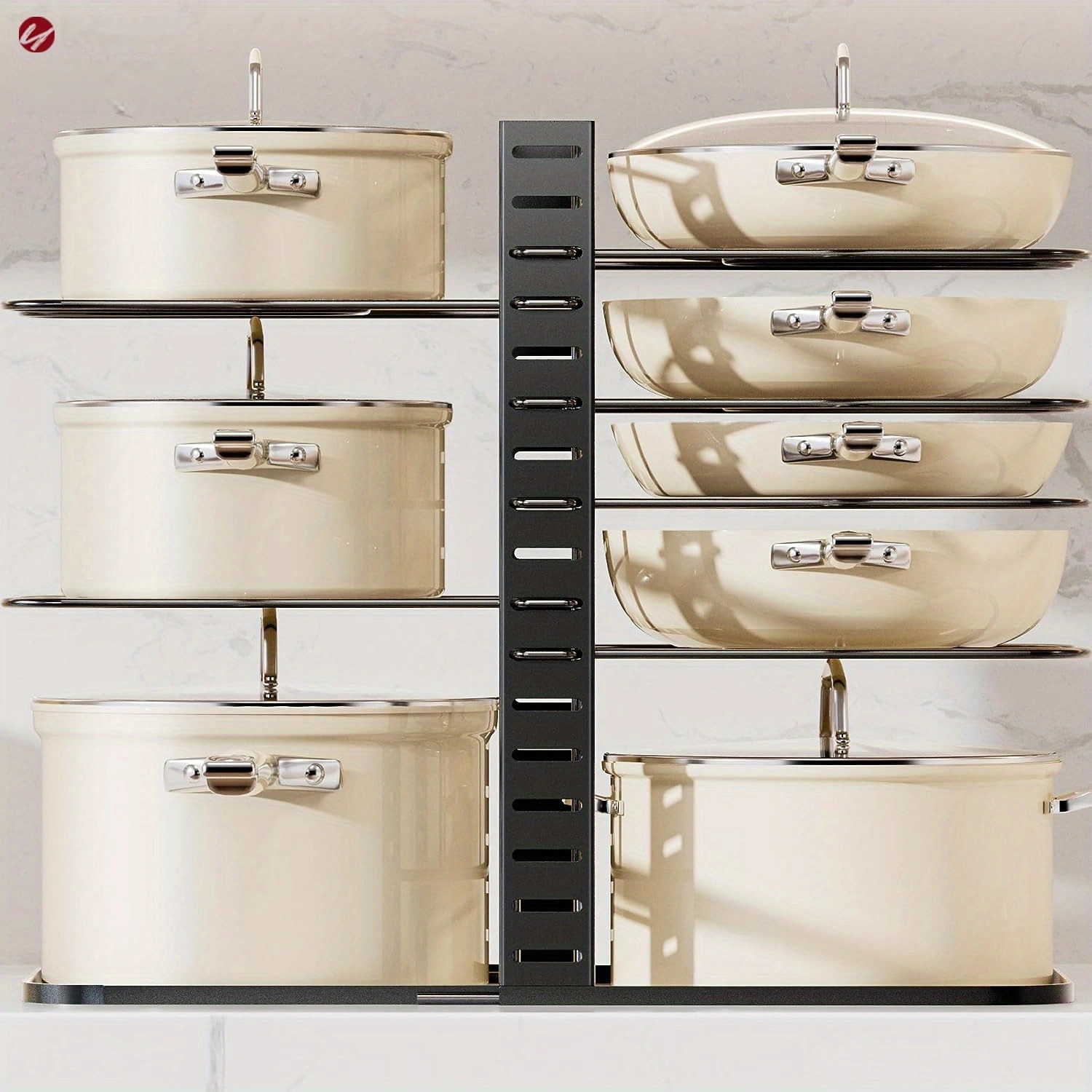 Iron Rectangular Tiered Pot Rack Kitchen Storage - Temu