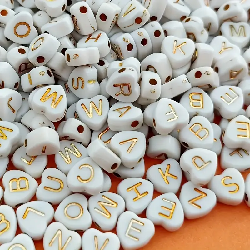 150개 4x7mm 밝은 어두운 글자 비즈 Diy 공예 액세서리용 하트 모양 아크릴 알파벳 참 고품질 및 합 Temu