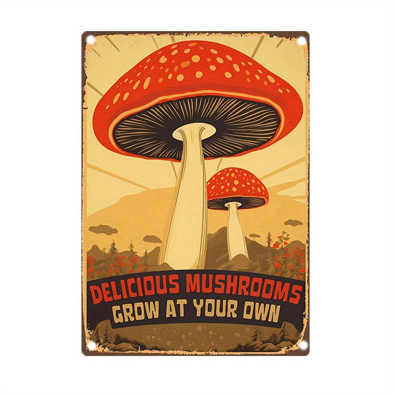 Vintage Aluminum Mushroom Sign: Mushrooms Grow - Temu United