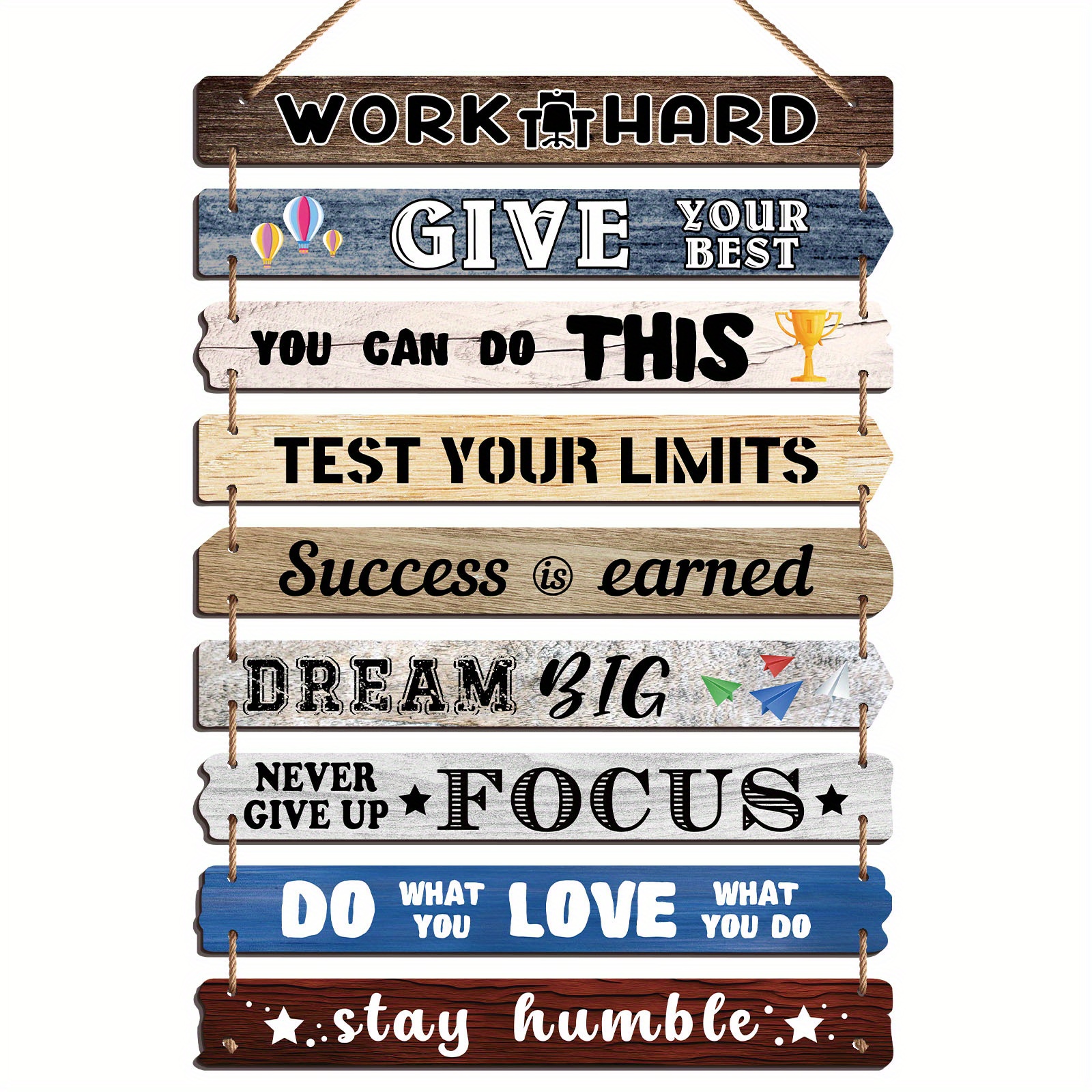 Rustic Wooden Inspirational Wall Art Set Motivational Quotes - Temu Canada