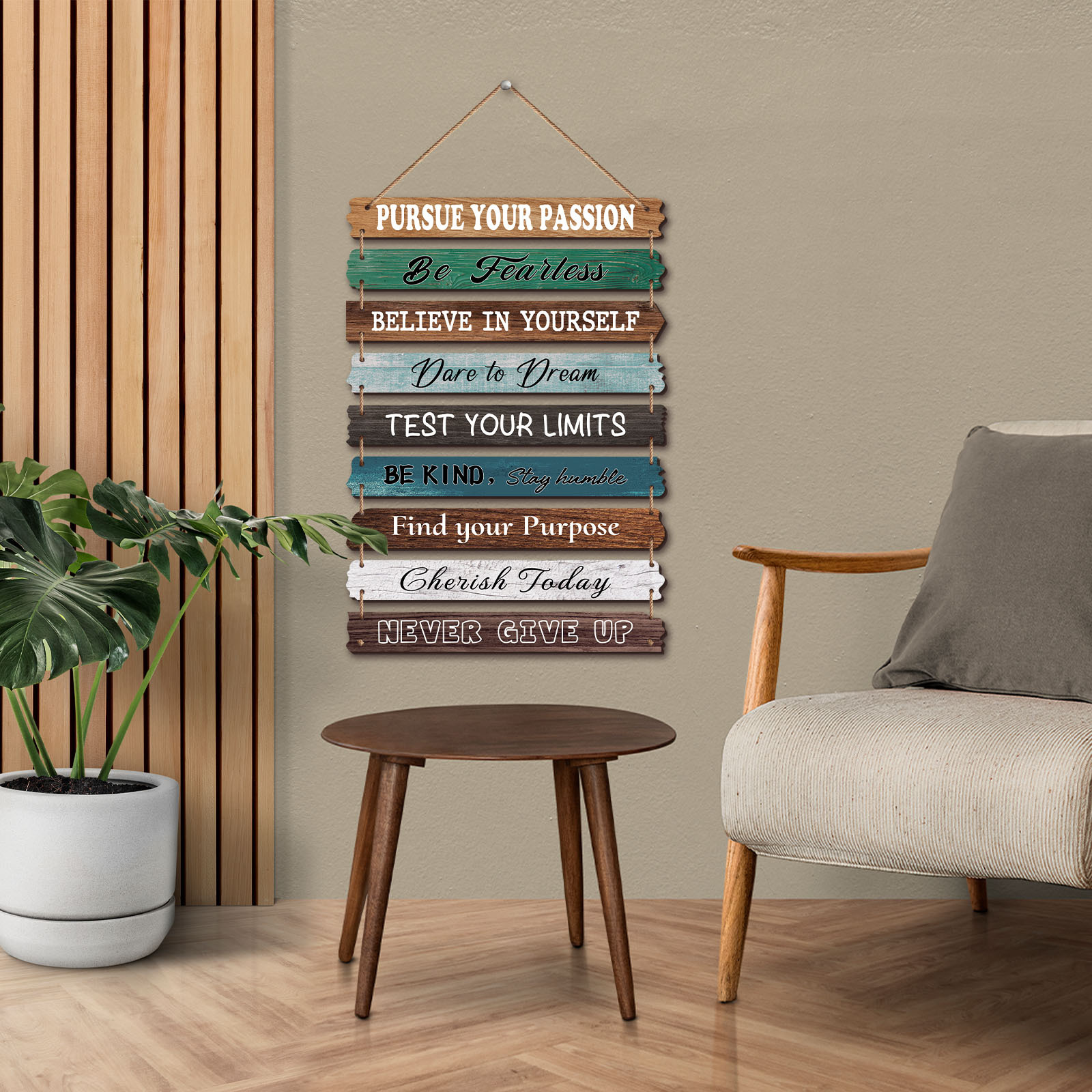 Rustic Wooden Motivational Wall Decor Set - Inspirational Quotes For ...