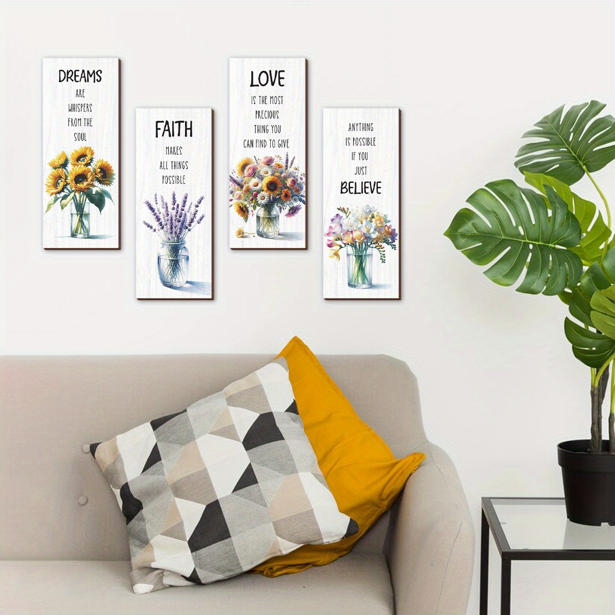 Inspirational Wall Art Set Dream Faith Love Believe Quotes - Temu Australia