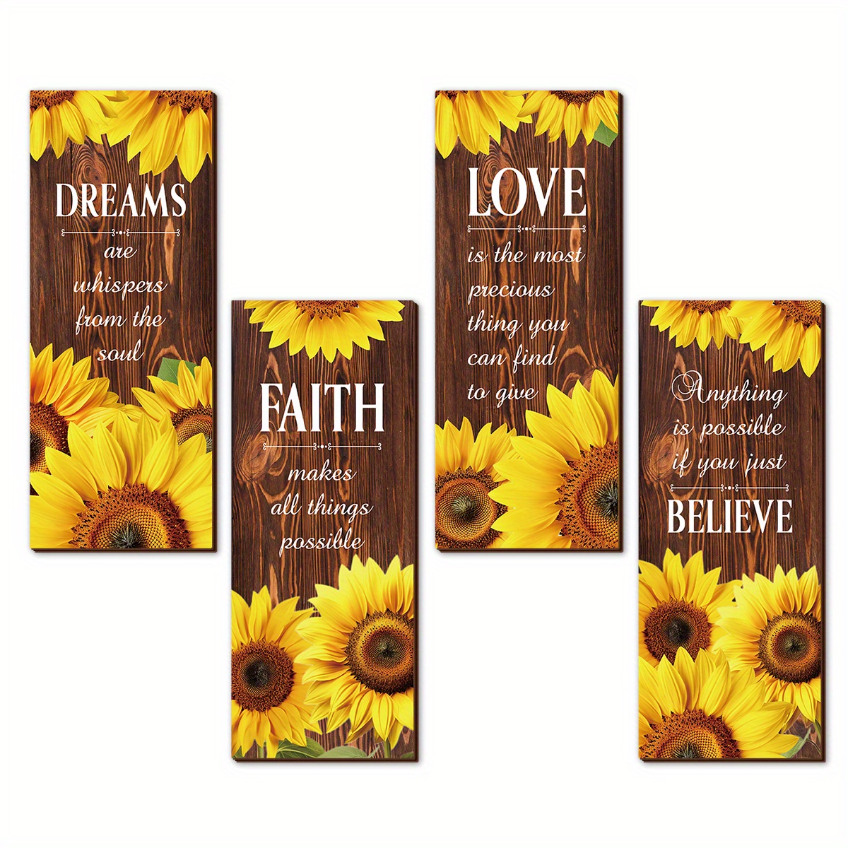 Sunflower Wooden Wall Art Set Inspirational Quotes Decor - Temu Qatar