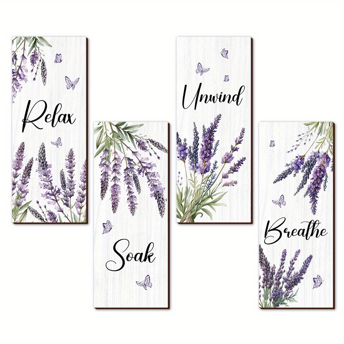 Wooden Wall Art Set Bathroom Lavender Relax Unwind Soak - Temu Australia