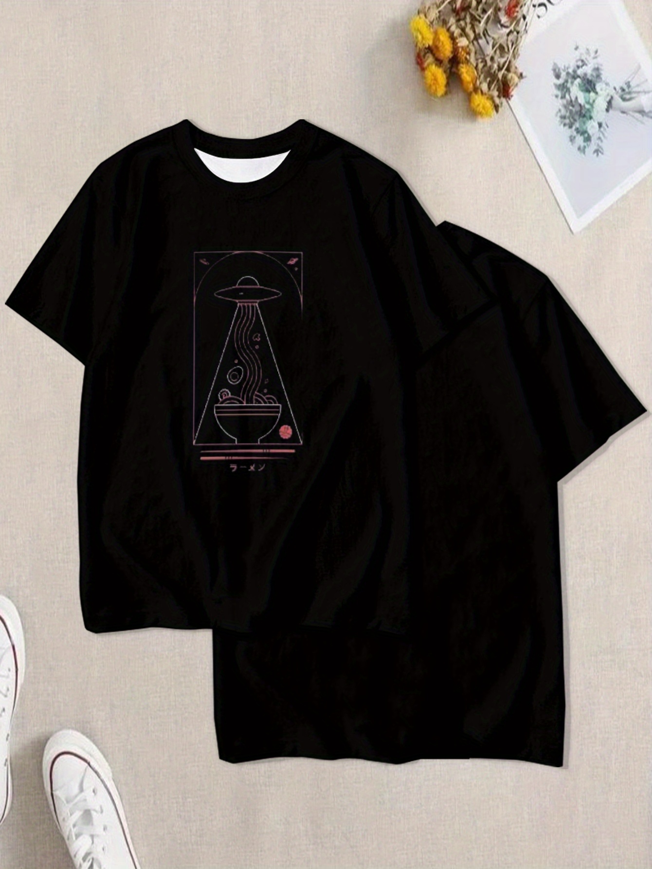 Ramen Takeout T shirt Aliens Space Japanese Geometric - Temu