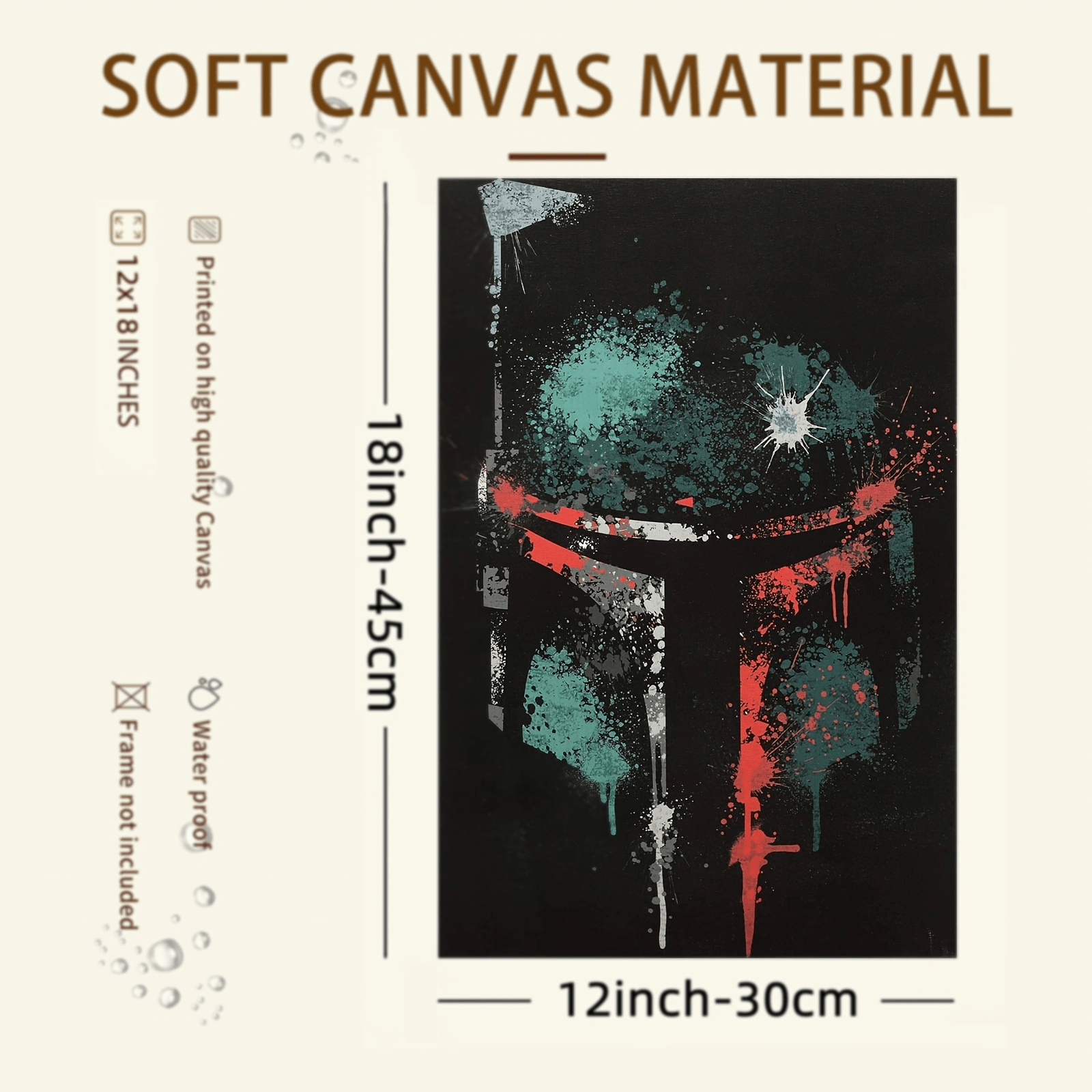 קישוט חדר 1pc Boba השראה אמנות הדפסה על בד מופשט 12x18" - Temu