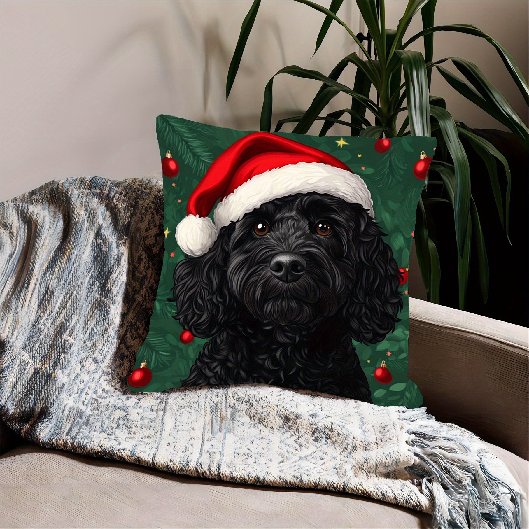 ปลอกหมอนโยนสีดำ Merry Christmas Cockapoo สุนัข ขนาด 18x18 - Temu Thailand