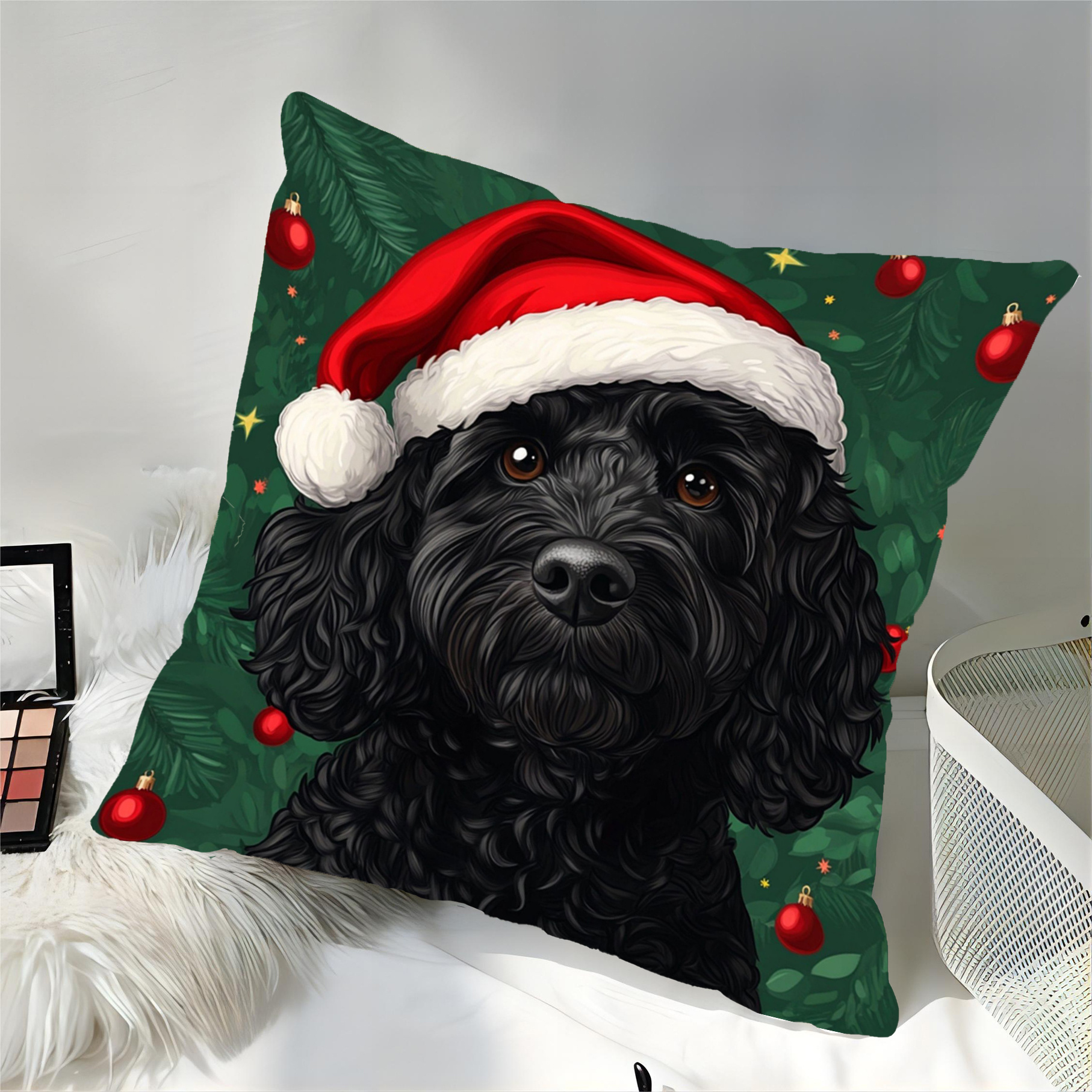 ปลอกหมอนโยนสีดำ Merry Christmas Cockapoo สุนัข ขนาด 18x18 - Temu Thailand