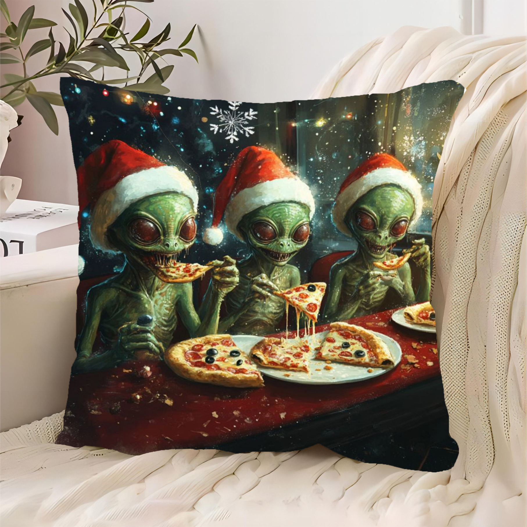 Aliens Eating Cushion Cover Contemporary - Temu