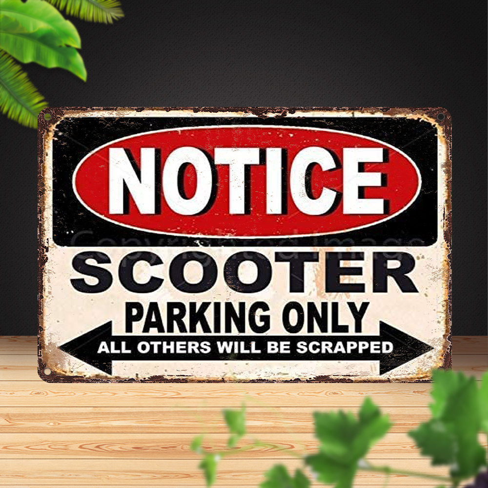 vintage style scooter parking metal sign iron wall hanging - Temu
