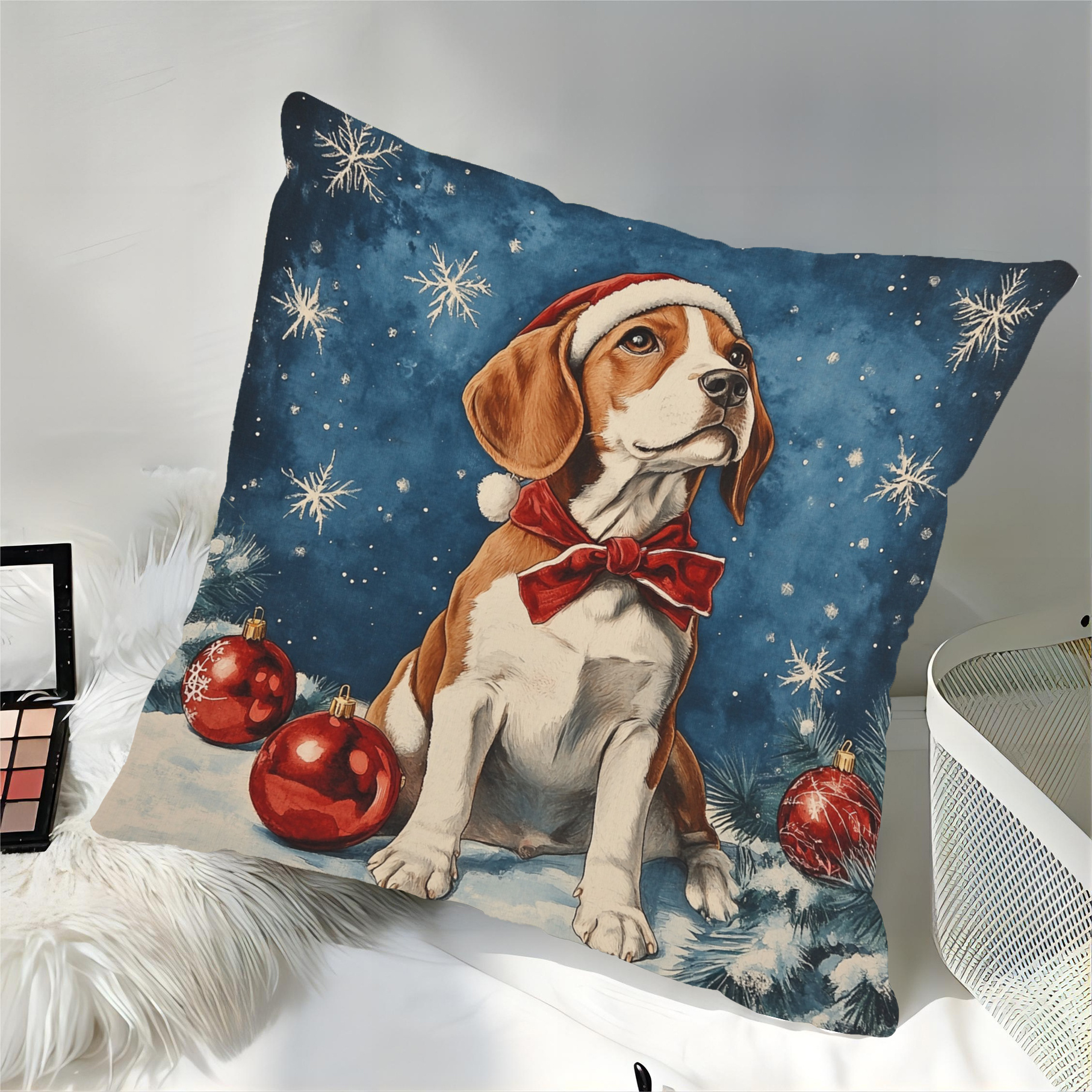 ปลอกหมอนโพลีเอสเตอร์ Beagle Blue Christmas ขนาด 18x18 นิ้ว - Temu Thailand