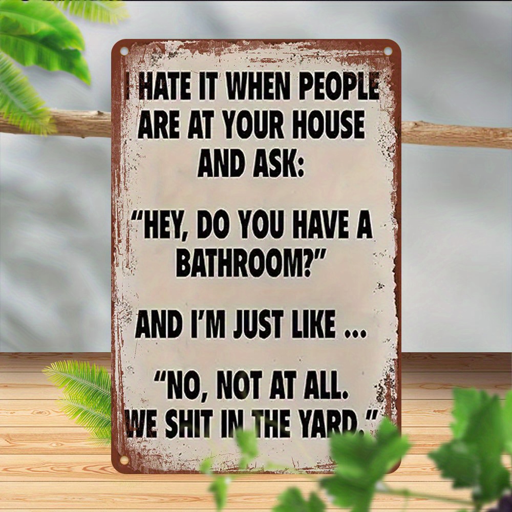 vintage humorous bathroom sign decorative aluminum plaque - Temu