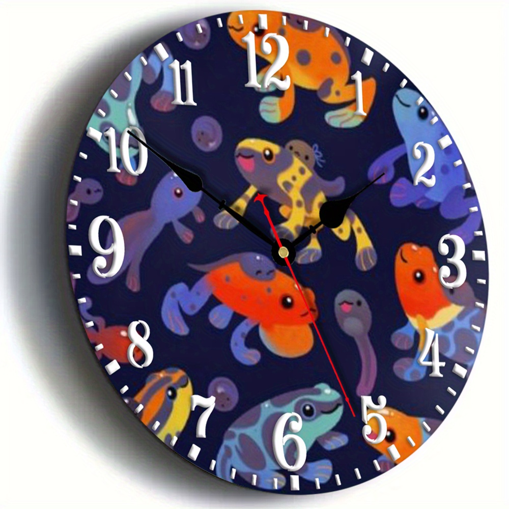 Contemporary Poison Frogs Wall Clock No Battery Wooden - Temu