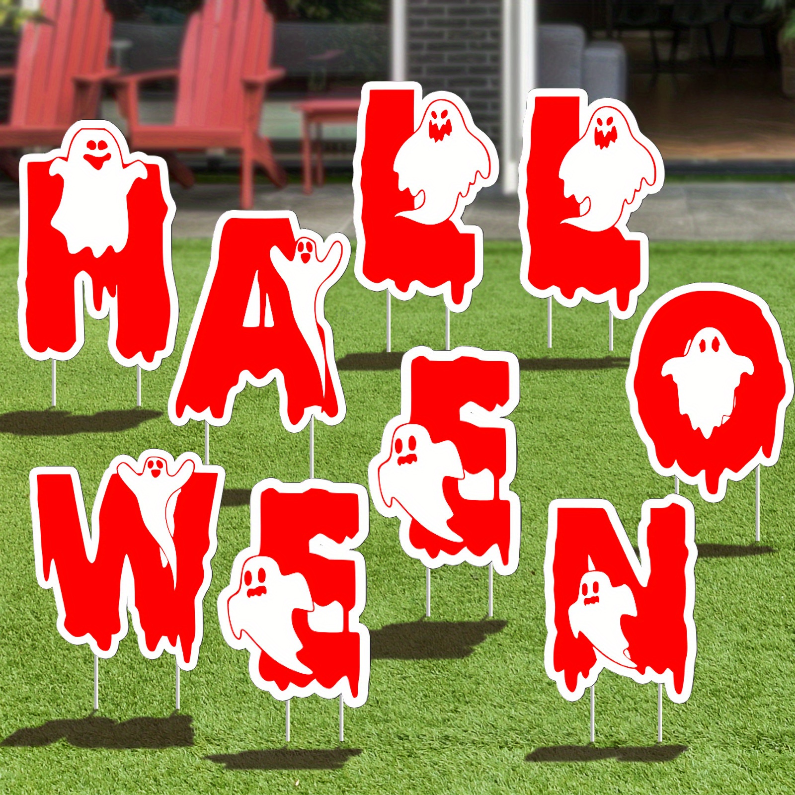 Make Ween" Halloween Decor Set Spooky Ghost themed Stake - Temu Australia