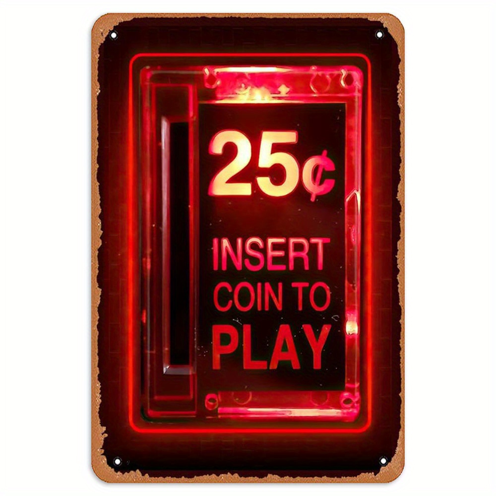 Vintage Arcade Coin Slot Metal Sign Retro Gaming Wall Art - Temu France