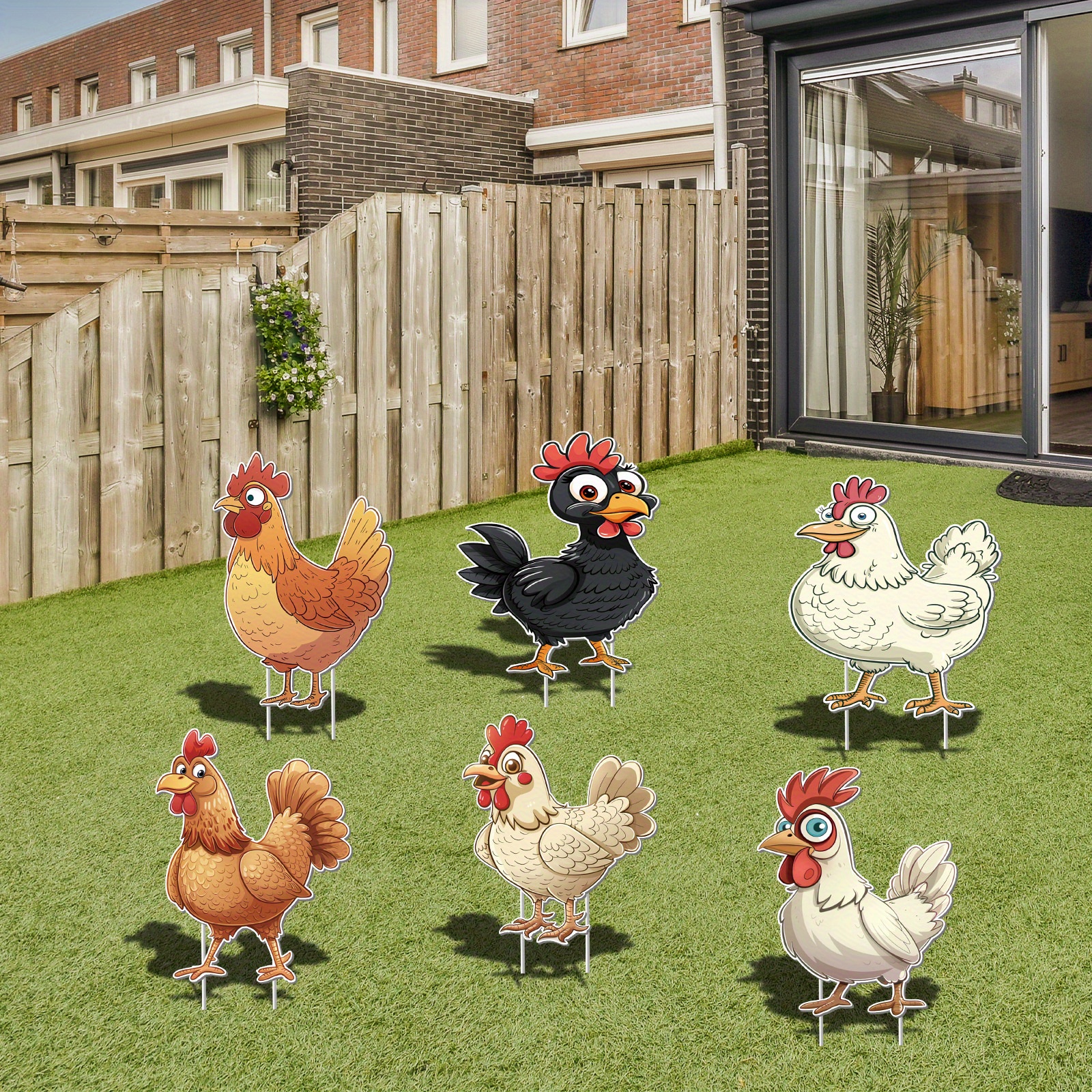 Cartoon Chicken Yard Signs Set Stakes Colorful Weatherproof - Temu ...