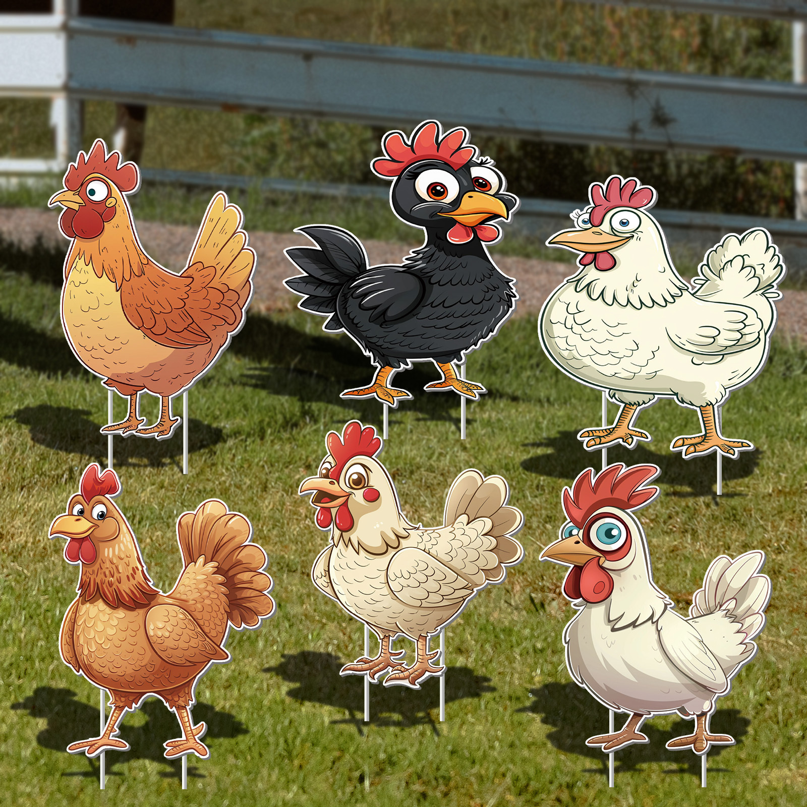 Cartoon Chicken Yard Signs Set Stakes Colorful Weatherproof - Temu ...