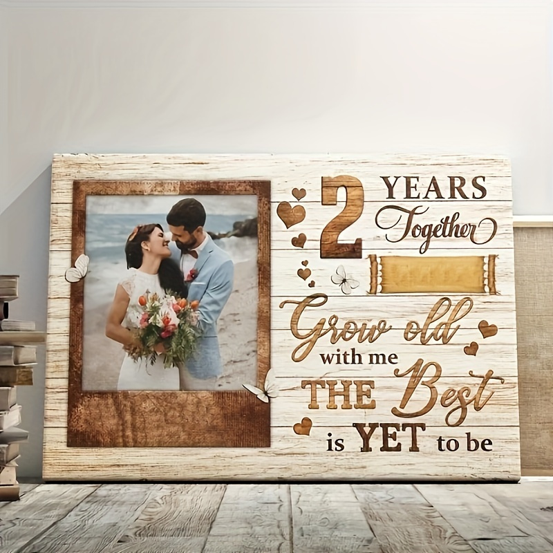 맞춤형 2주년 액자 나무 캔버스 개인화된 사랑 추억 벽 예술 포스터 커플을 위한 선물 결혼식 데이 Temu Korea