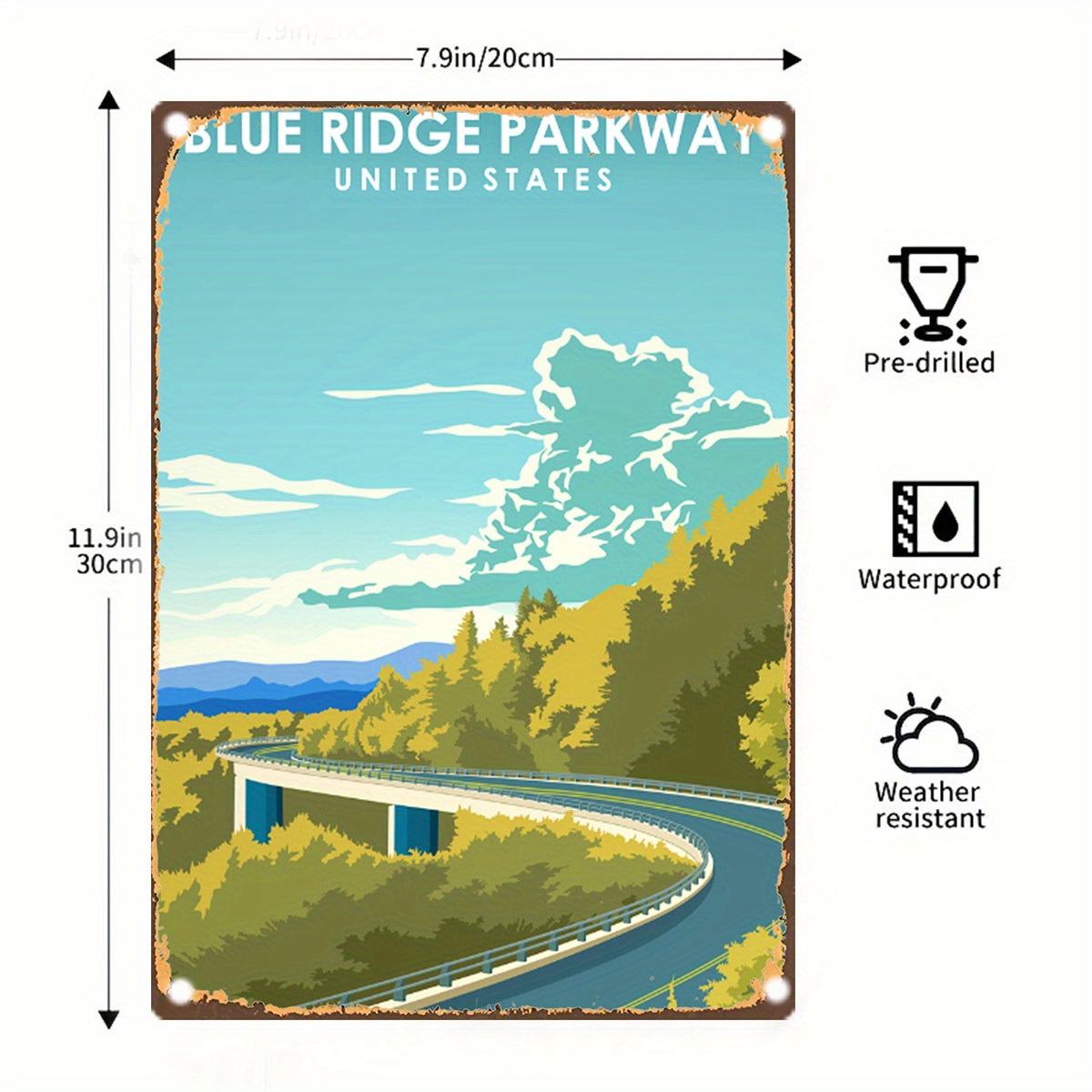 Blue Vintage Metal Sign Set Weather resistant - Temu