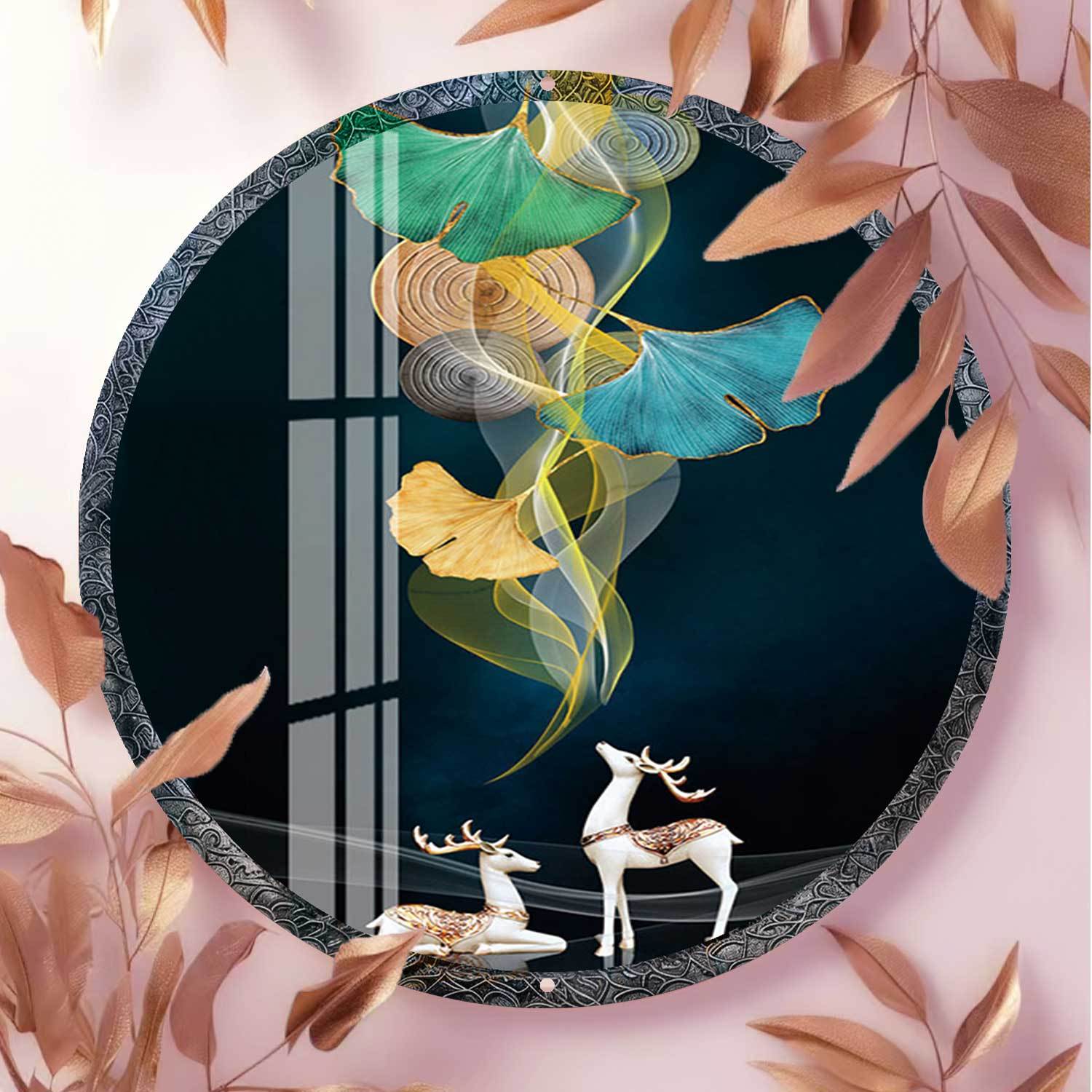 Frameless Aluminum Poster Board White Deer Ginkgo Leaf - Temu Australia