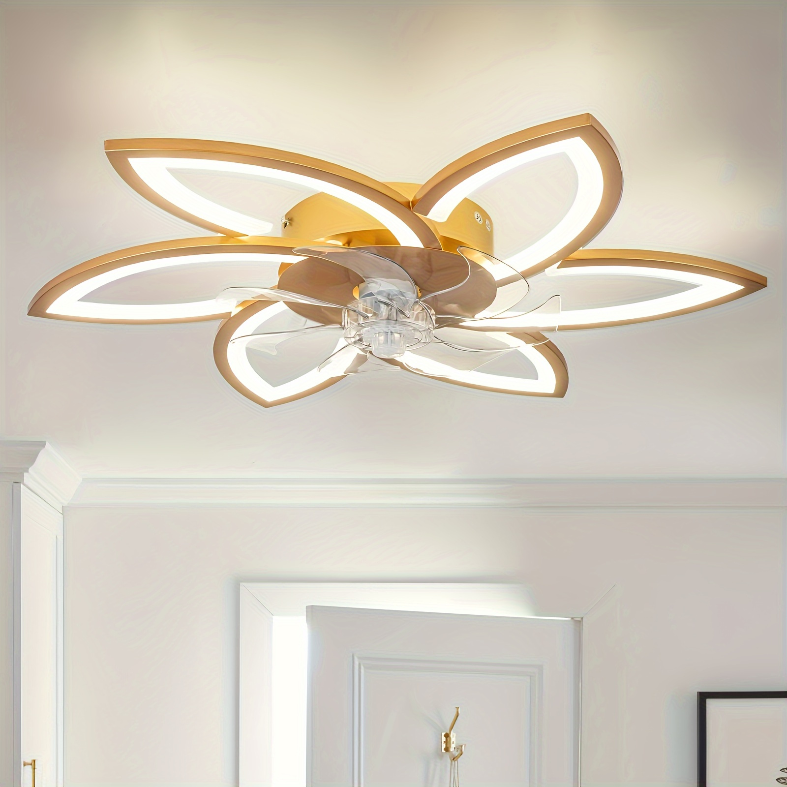 Modern Led Ceiling Fan Light Remote Semi Flush - Temu Canada