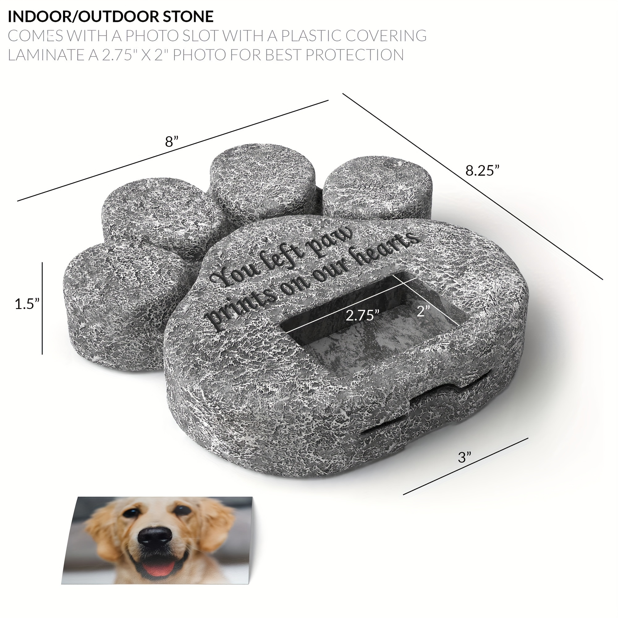 Resin Paw Print Pet Memorial Stone Customizable Photo Frame - Temu ...
