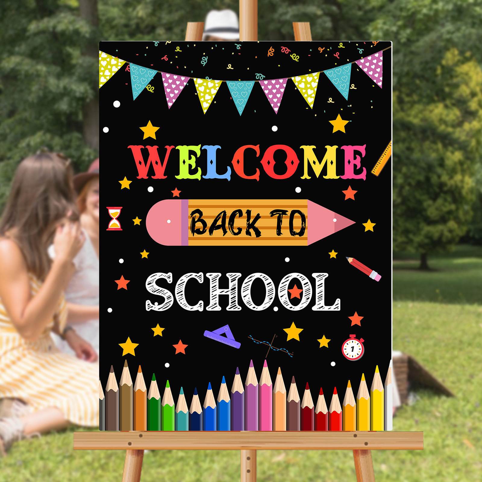 Art Deco Style Plastic Welcome Back School Sign Hollow - Temu Australia