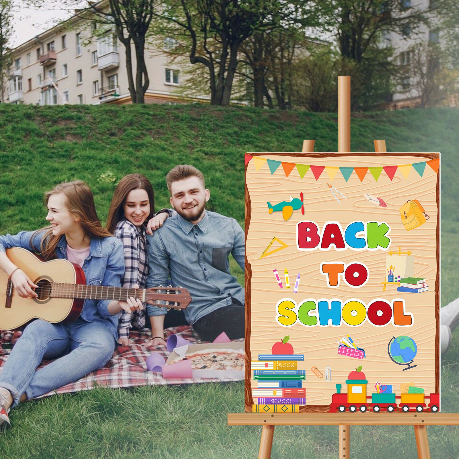 Welcome Back School" Vibrant Hollow Board Colorful Icons - Temu United ...