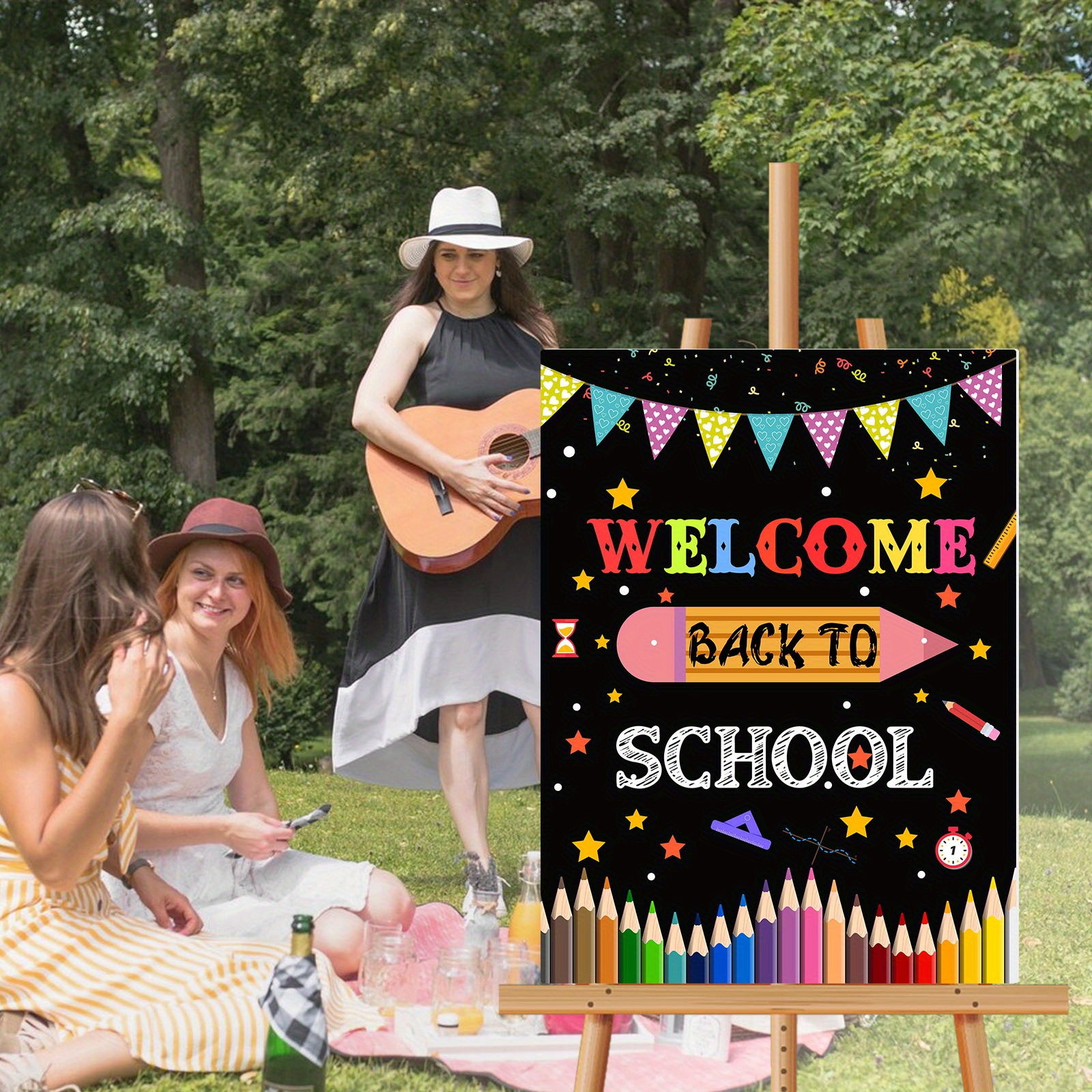 Welcome Back School" Vibrant Sign Colorful Pvc Hollow Board - Temu