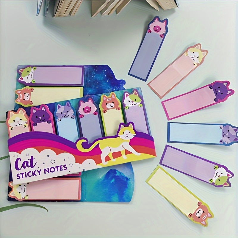 Cute Cartoon Cat Sticky Note Bookmarks Animal Theme Paper - Temu Canada
