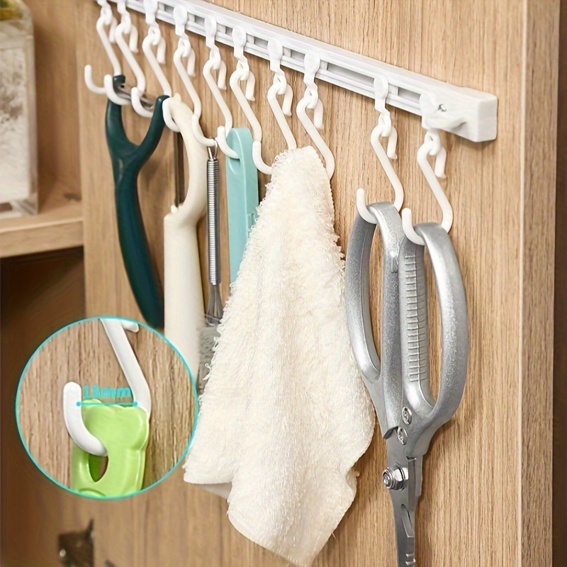 Adjustable Plastic Hanging Pot Rack Sliding Hooks Wall - Temu New Zealand