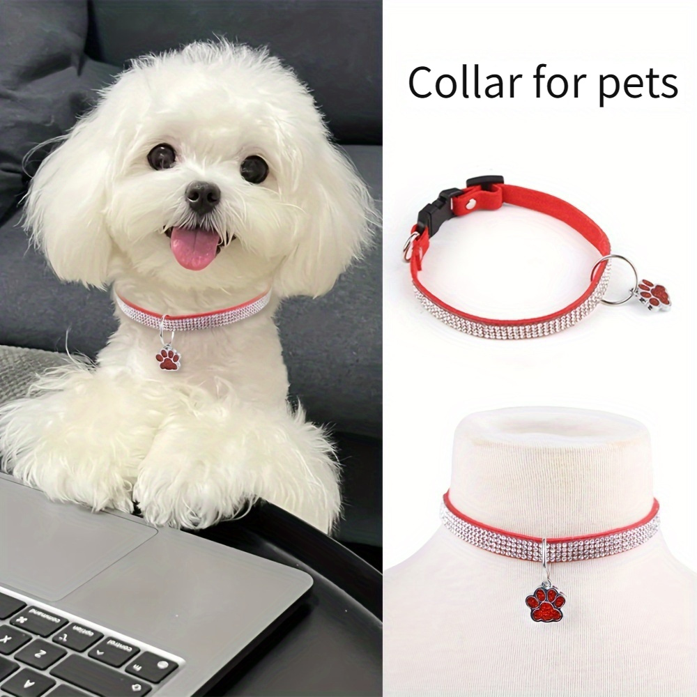 2pcs Sparkling Pet Collars Adjustable Leather For Dogs Cats Chic ...