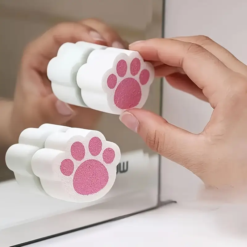 귀여운 고양이 발톱 거울 청소 스펀지 욕실 주방 및 차량 유리 얼룩에 다용도 전원 필요 없음 가정 필수품 Temu